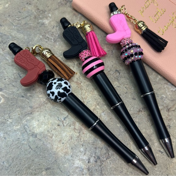 Hand Crafted | Office | Set Of 3 Cowboy Boot Beaded Pens | Poshmark